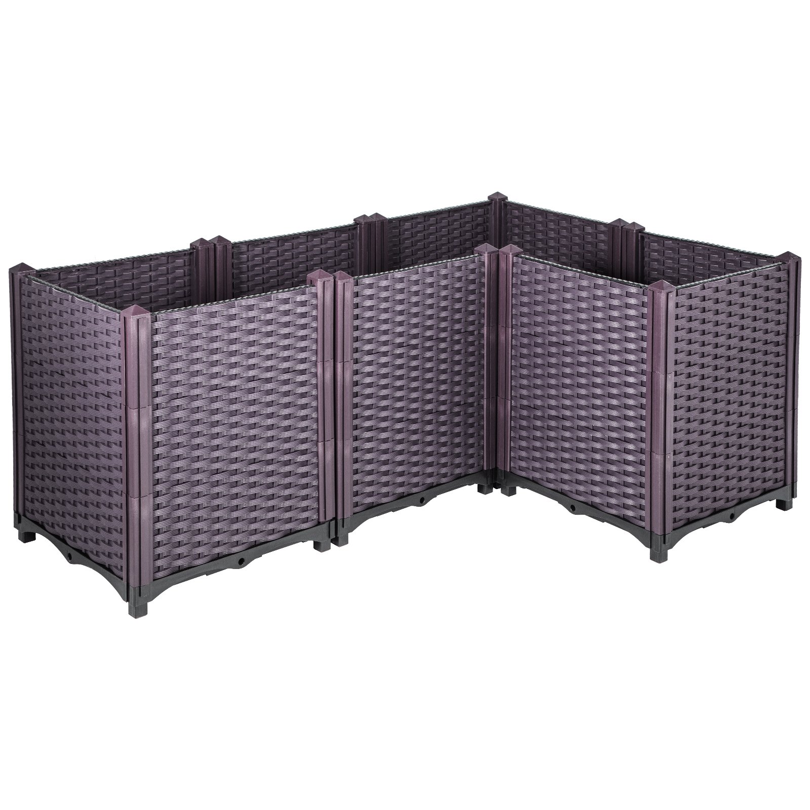 VEVOR Plastic Raised Garden Bed, 20.5H Flower Box Kit, Brown Rattan ...