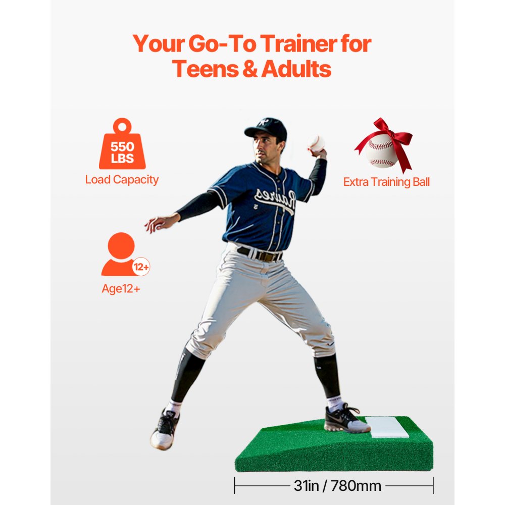 VEVOR Pitching Mound, Portable Baseball Pitcher's Mound, 31 in Indoor ...