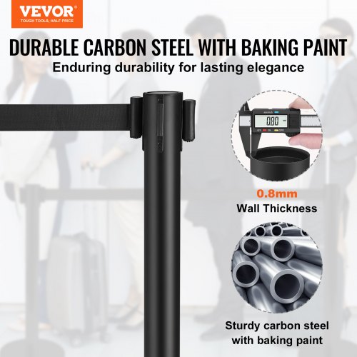 VEVOR Crowd Control Stanchions, 2-Pack Crowd Control Barriers, Carbon ...