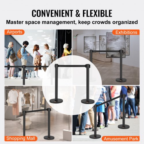 VEVOR Crowd Control Stanchions, 2-Pack Crowd Control Barriers, Carbon ...