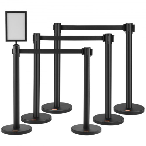 VEVOR Crowd Control Stanchions, 6-Pack Crowd Control Barriers, Carbon ...