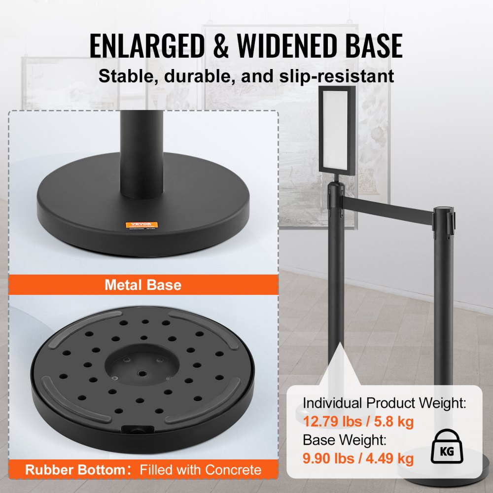 VEVOR Crowd Control Stanchions, 6-Pack Crowd Control Barriers, Carbon ...