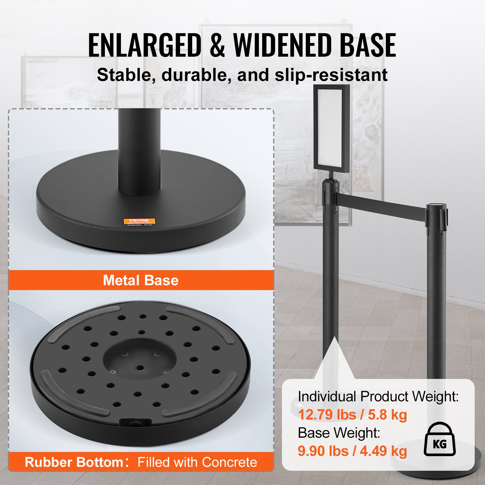 VEVOR Crowd Control Stanchions, 6-Pack Crowd Control Barriers, Carbon ...