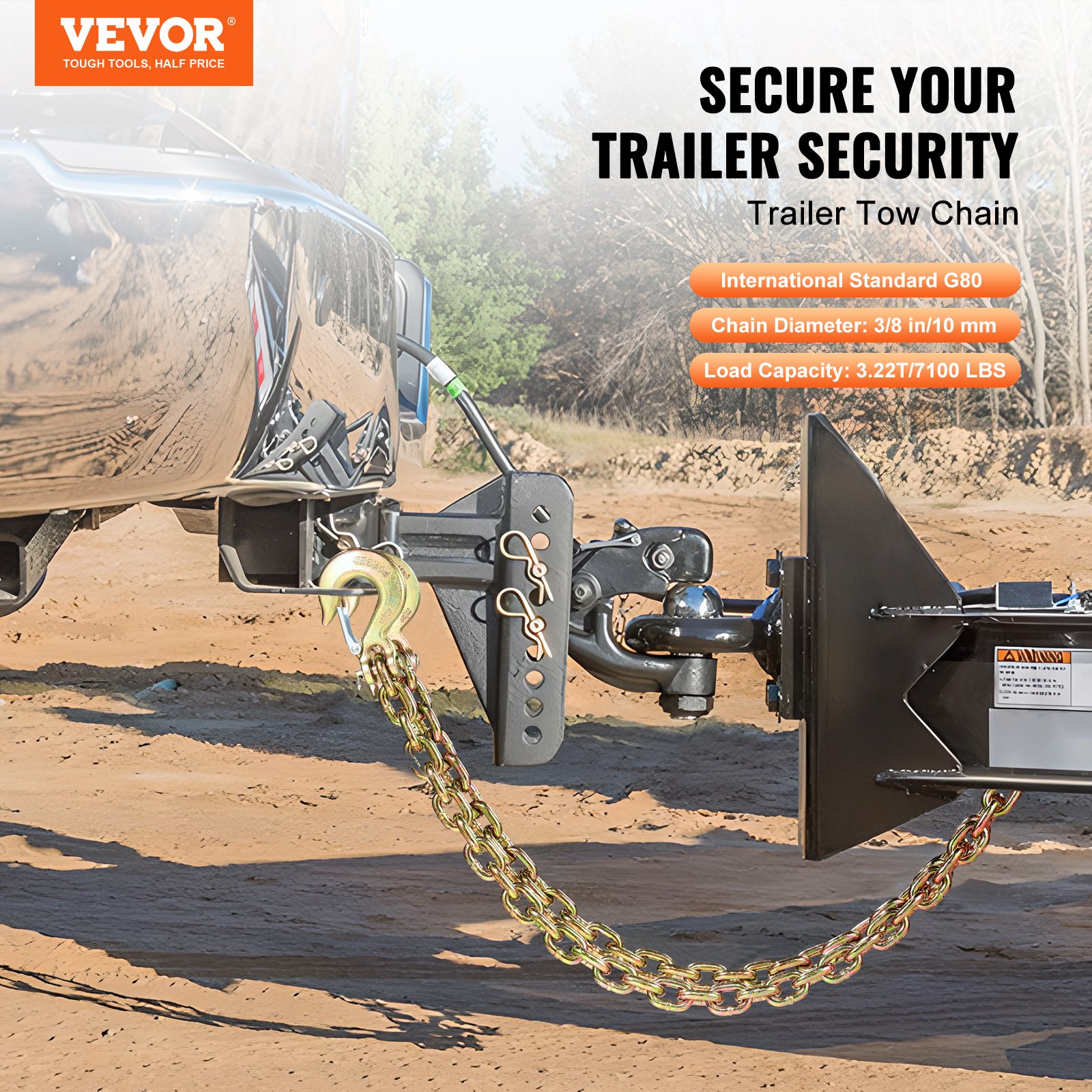 VEVOR Heavy Duty Logging Chain – 3/8" x 2.9', 7100 lbs