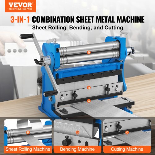 VEVOR Sheet Metal Brake, 12-inch, 3-In-1 Combination Shear Brake Roll ...