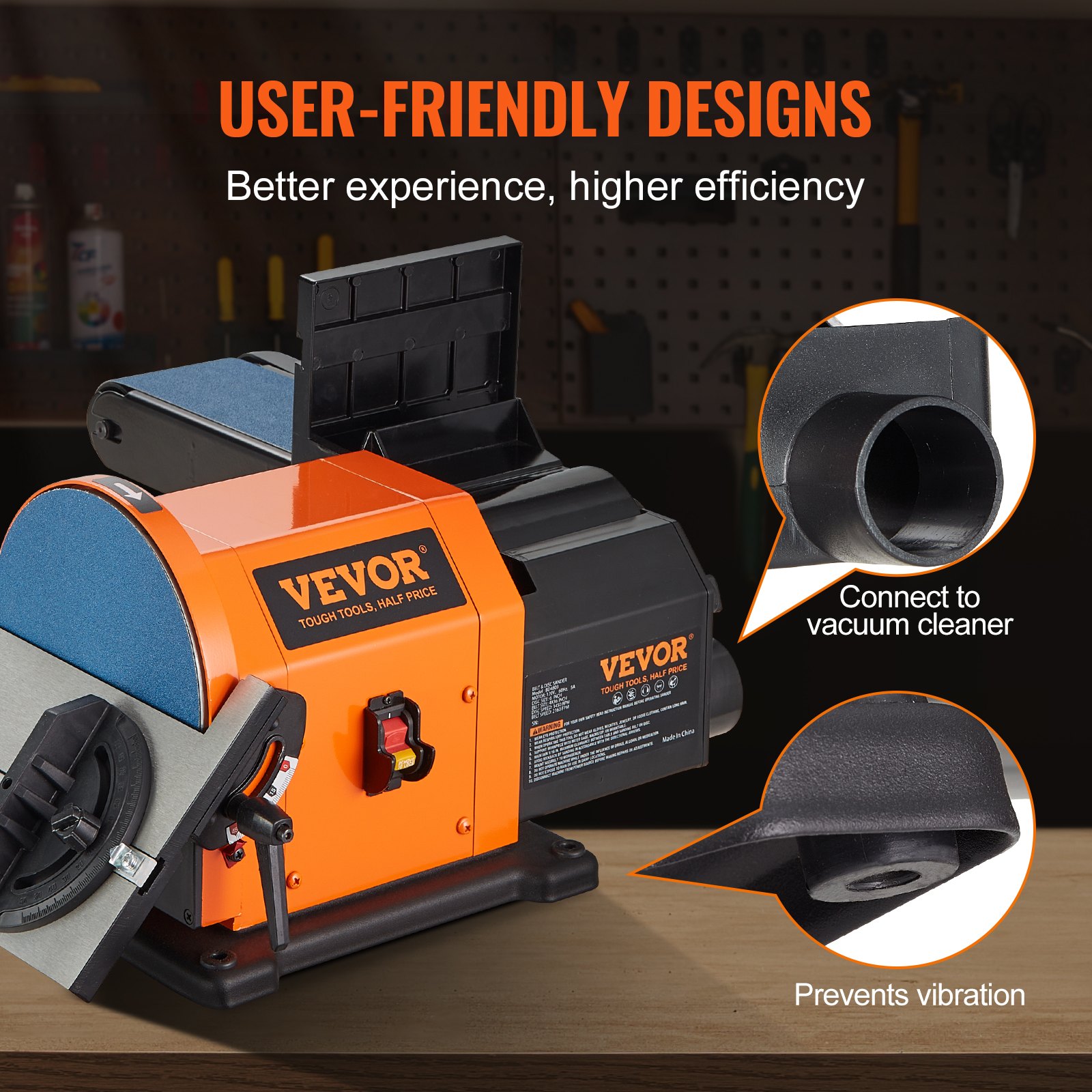 VEVOR Professional Belt Sander, 6" Disc Sander and 4 x 36 in. Belt ...