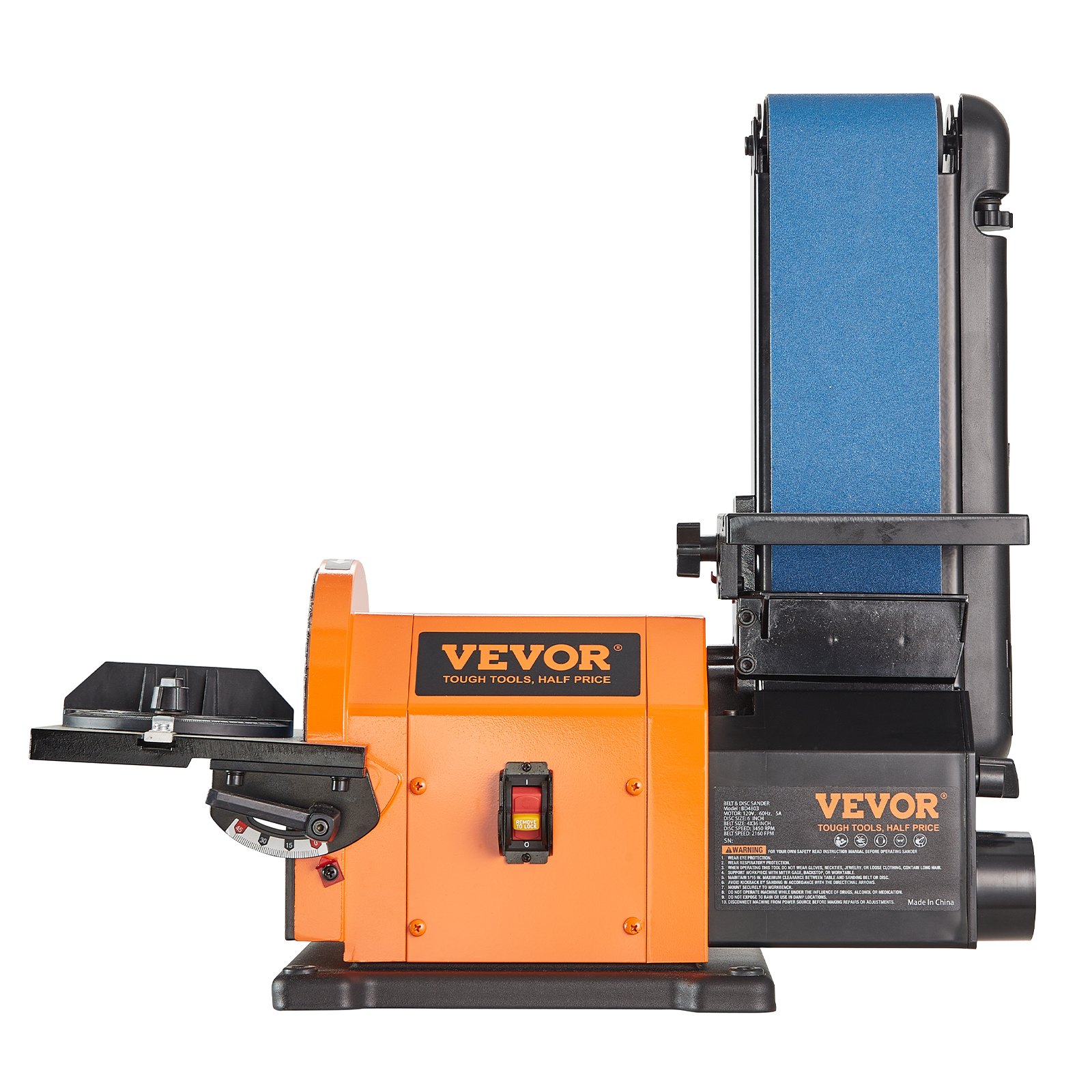 VEVOR Professional Belt Sander, 6" Disc Sander and 4 x 36 in. Belt ...