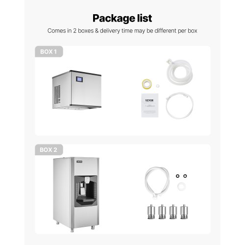 VEVOR Commercial Ice Maker, 300 Lbs/Day Ice Maker Machine, 180 Lbs ...