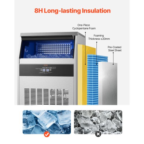 Commercial Ice Maker Freestanding Cabinet Machine 160lbs/24H 80 Ice Cubes | VEVOR US