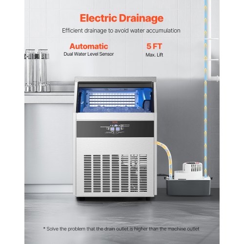 Commercial Ice Maker Freestanding Cabinet Machine 160lbs/24H 80 Ice Cubes | VEVOR US