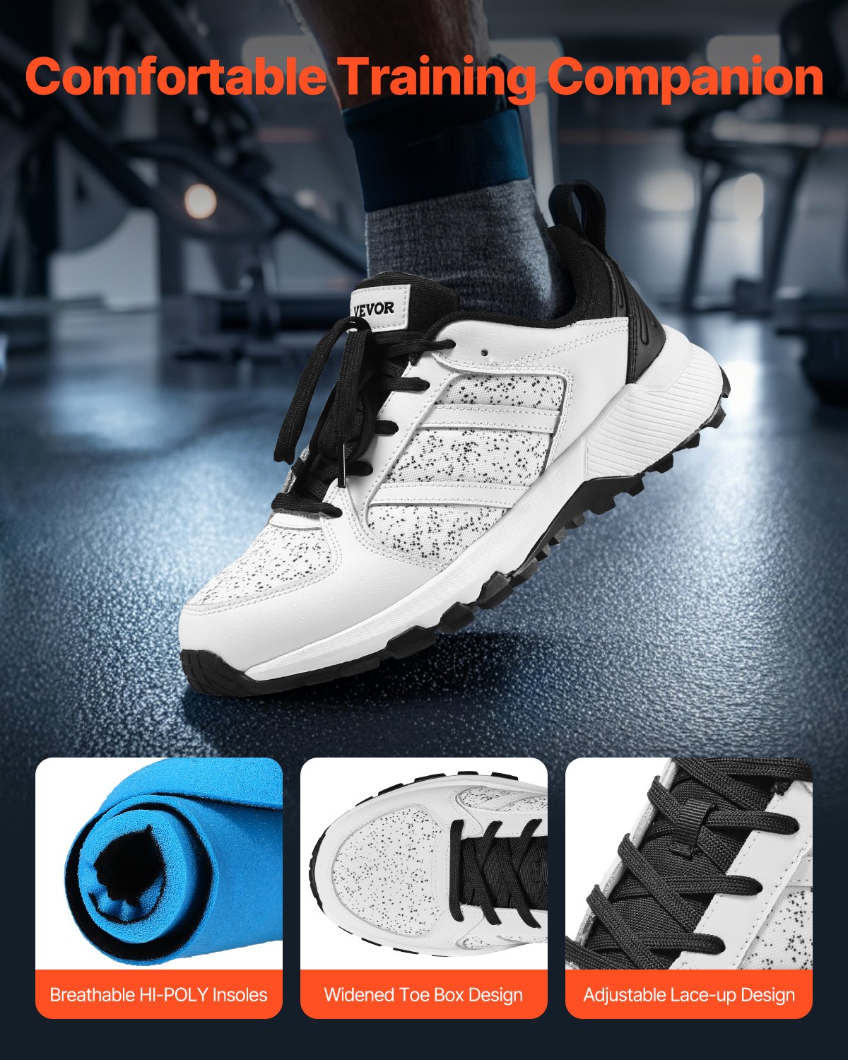 VEVOR Wide Toe Box Training Shoes – US9, 1.5LBS, MD Rubber