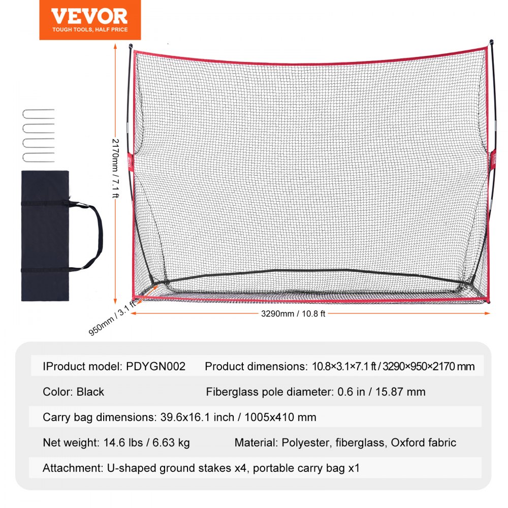 VEVOR Golf Practice Hitting Net, Huge 10.8x7ft Golf Net, Personal ...