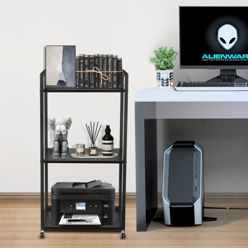 VEVOR VEVOR Printer Stand 3-Tier Rolling Printer Cart with Wheels and ...
