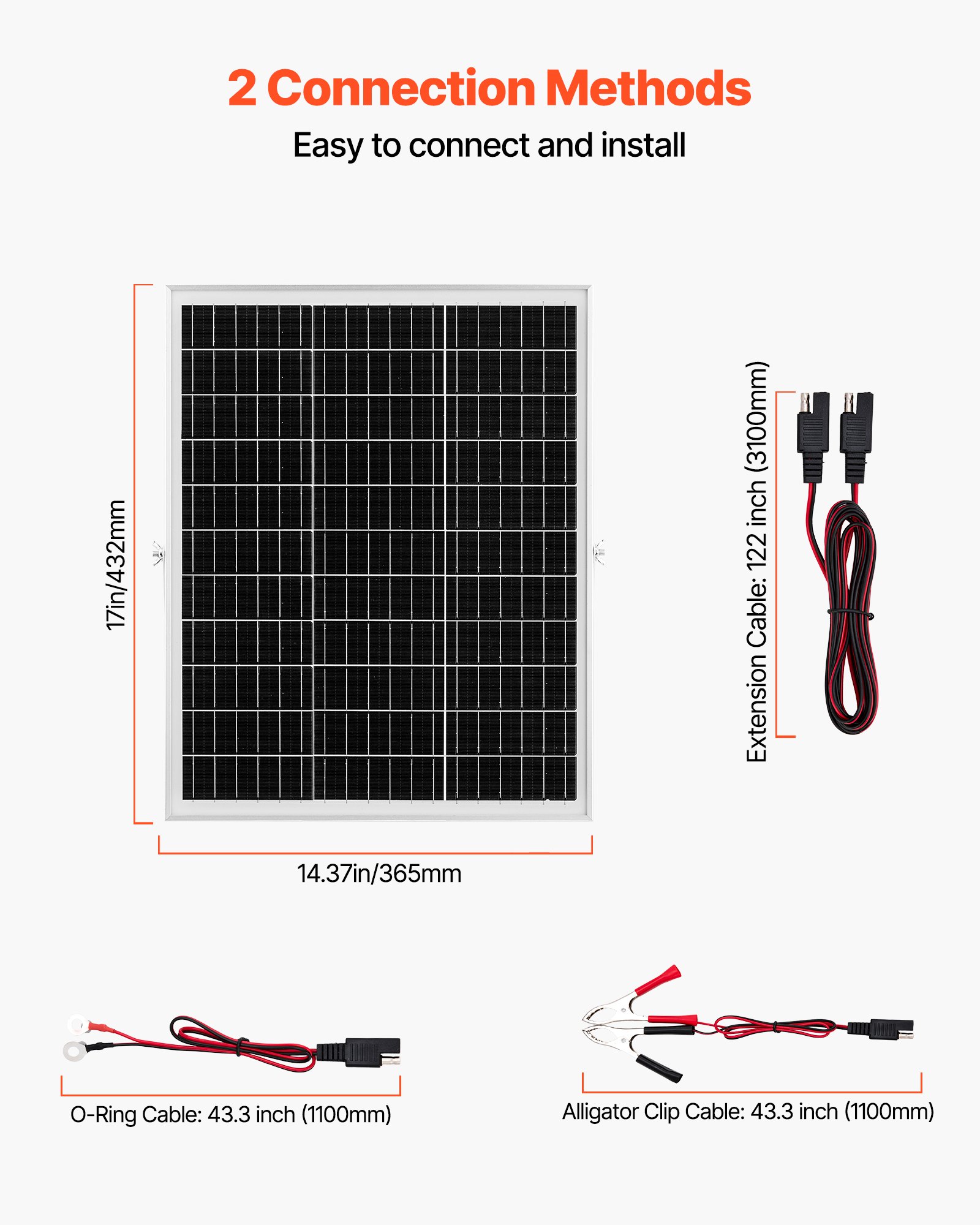 VEVOR 25W 12V Solar Panel Battery Charger, Solar Battery Trickle ...