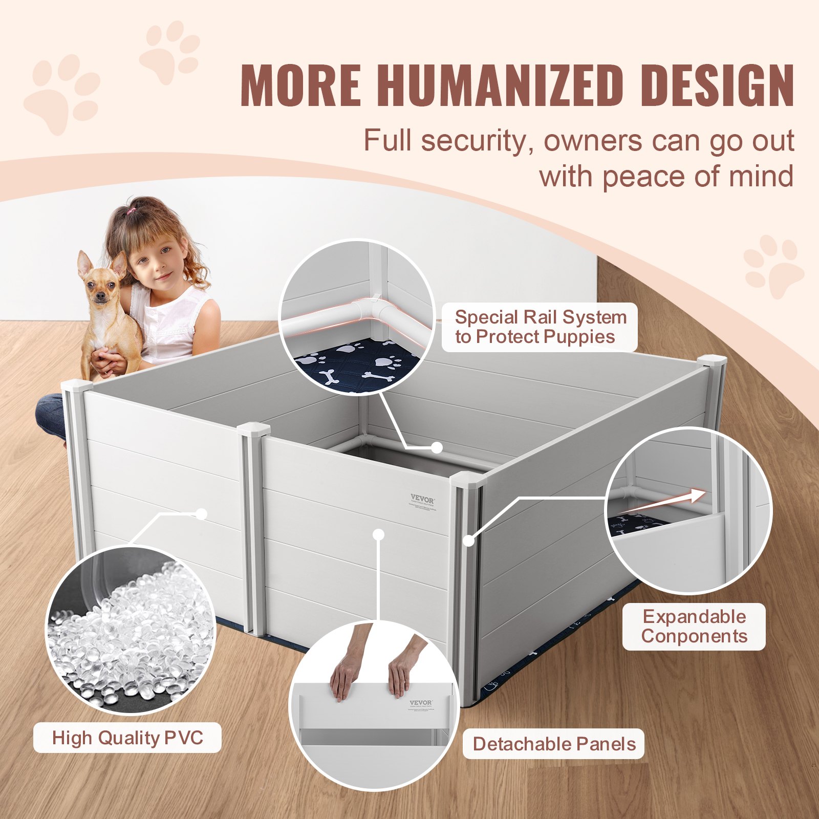 VEVOR Dog Whelping Box, 59.8 x 59.8 x 24.0in Whelping Box for Dogs and ...