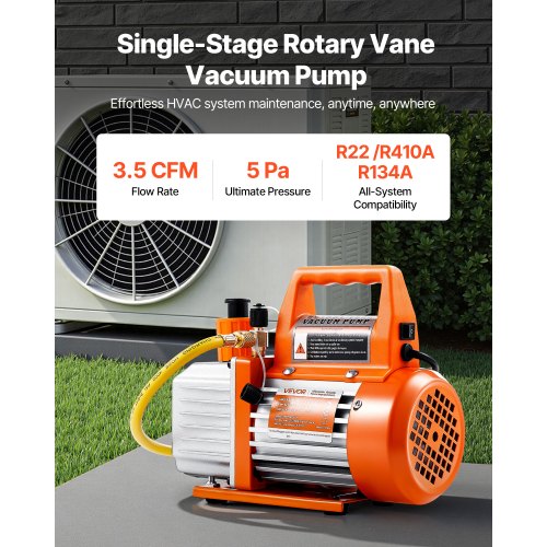 AC Vacuum Pump 3.5 CFM HVAC Single Stage Rotary Vane Vacuum Pump Oil ...
