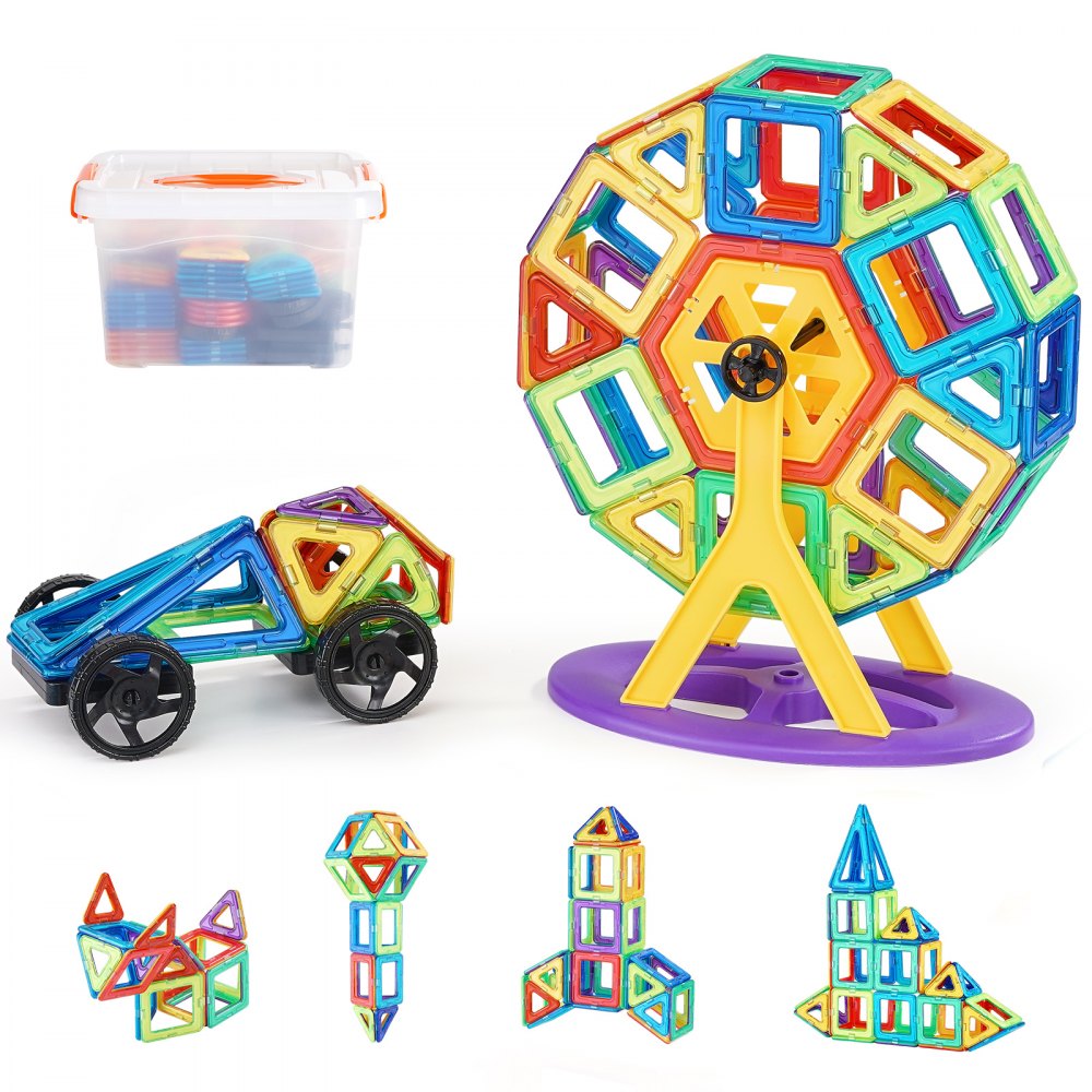 VEVOR Magnetic Tiles Magnetic Building Toy 123 PCS Magnet Blocks for ...