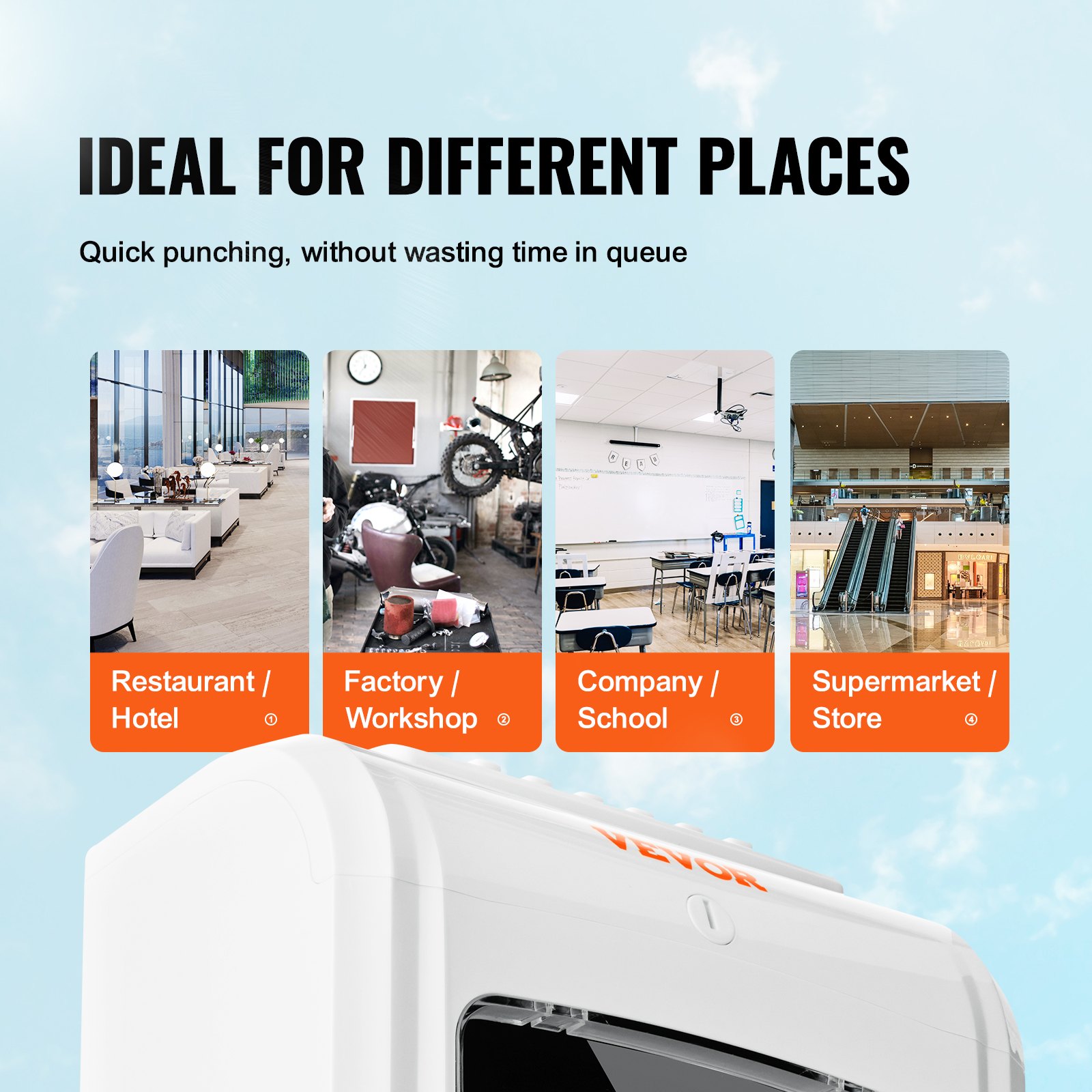 VEVOR Punch Time Clock, Time Tracker Machine for Employees of Small ...