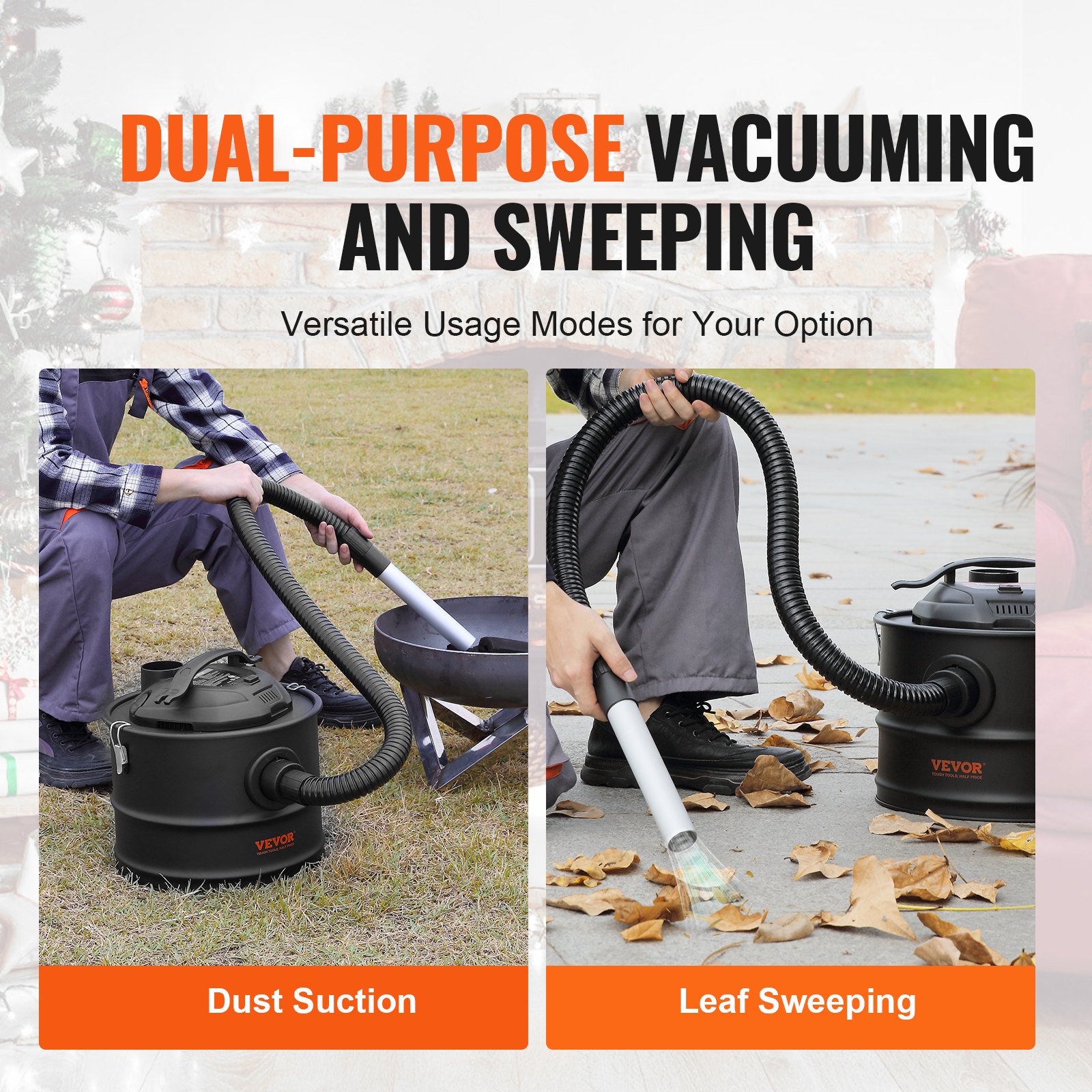 VEVOR Ash Vacuum Cleaner, 4 Gallon with 1200W Powerful Suction, Ash Vac ...