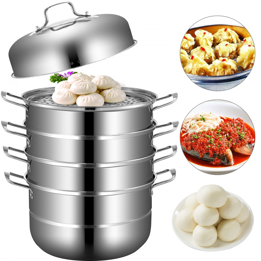 VEVOR 5-Tier Stainless Steel Steamer, 11'' Multi-Layer Cookware Pot ...