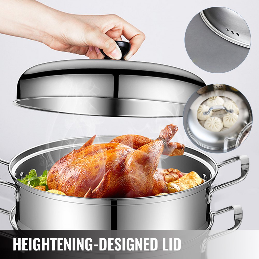 VEVOR Dumpling Steamer Stainless Steel 5 Titer for for Cook Soup ...
