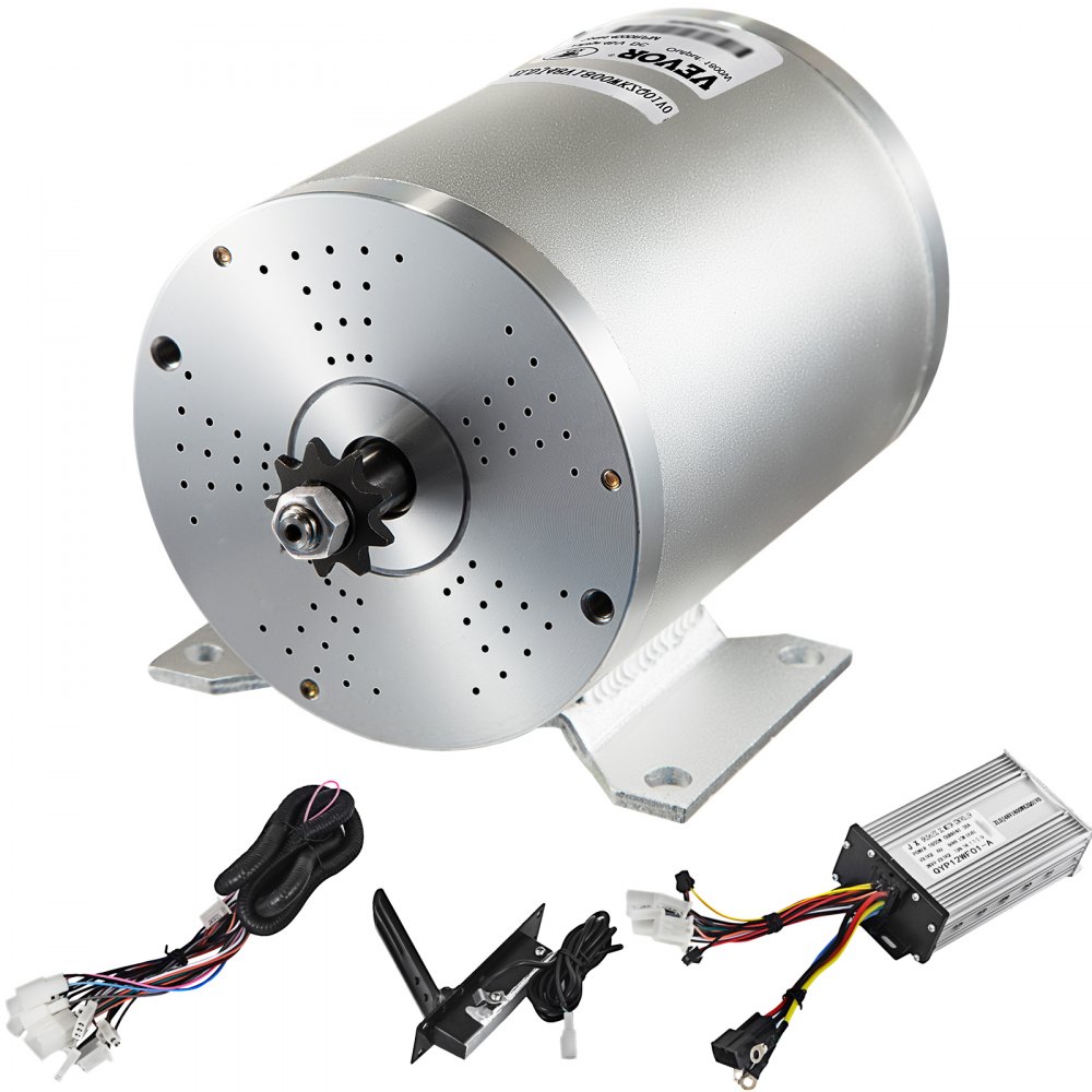 VEVOR 1800W Electric Brushless DC Motor Kit 48V High Speed Brushless Motor with 38A Speed Controller and Throttle Pedal Wire Harness Set for Electric