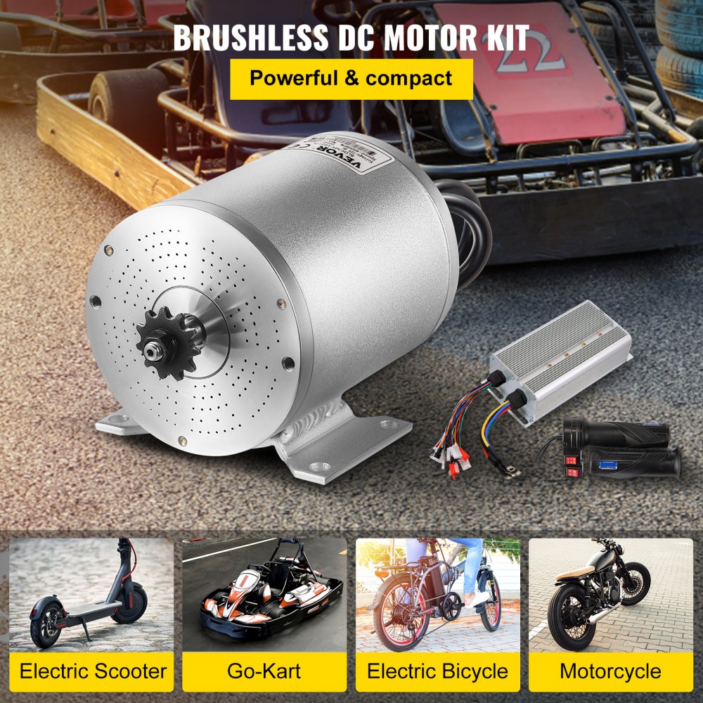 VEVOR Electric Brushless DC Motor 72V 3000W Brushless Electric Motor 4900RPM Brushless Motor Kit ...