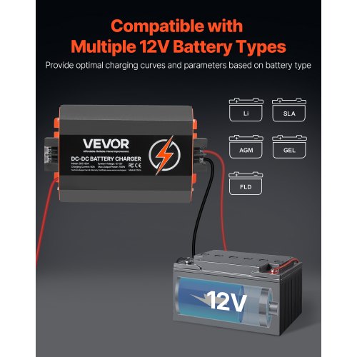 12V 60A DC to DC Charger Battery Charger 750W for Lead-Acid and Lithium ...