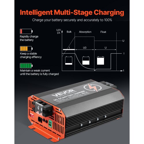 12V 60A DC to DC Charger Battery Charger 750W for Lead-Acid and Lithium AGM GEL | VEVOR US