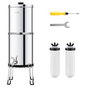 VEVOR 2.25G Gravity-fed Water Filter Countertop System Stainless Steel ...