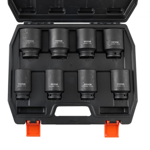 VEVOR Axle Nut Impact Socket Set 1/2" Drive Deep 6-Point 8PCS SAE Nut ...