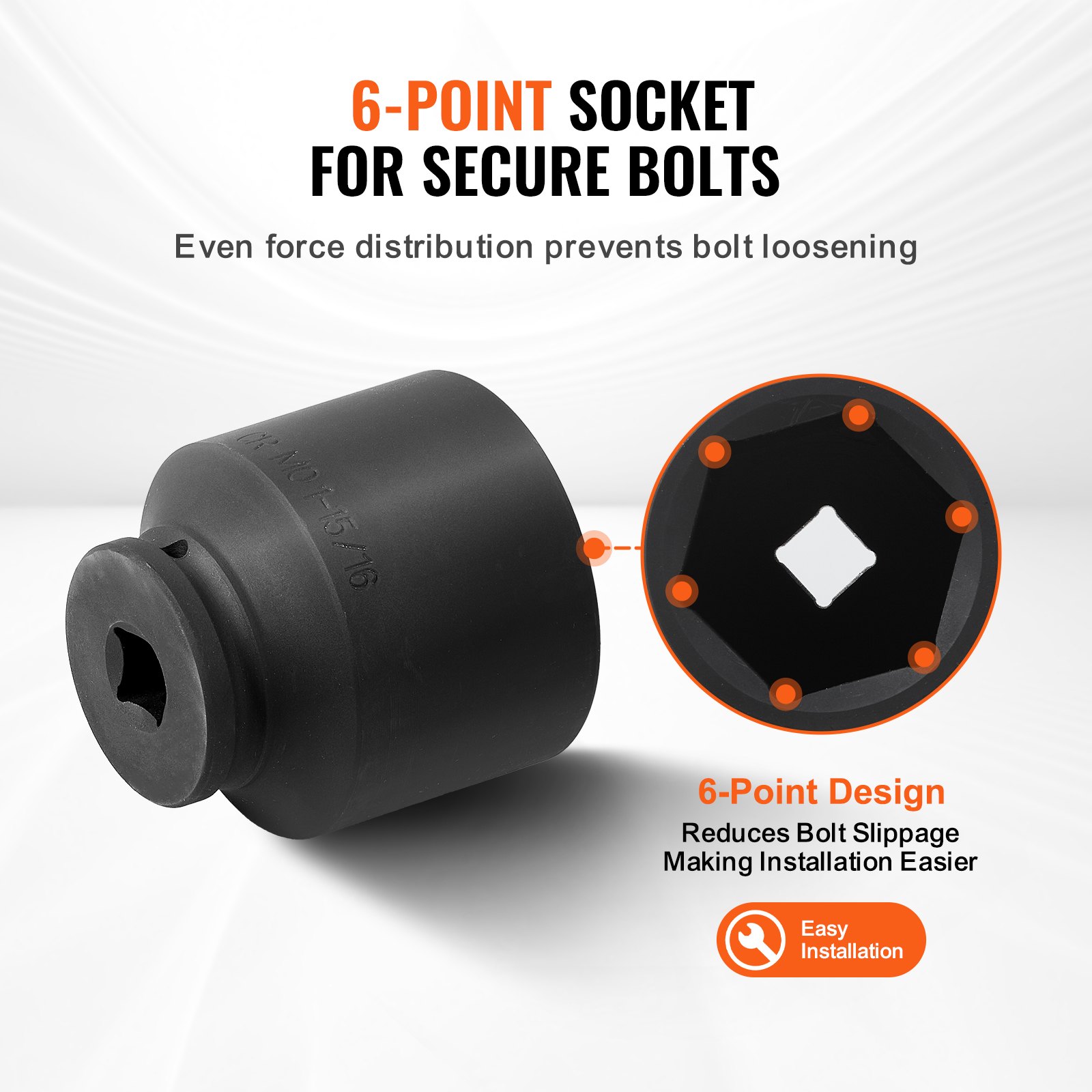 VEVOR Axle Nut Impact Socket Set 1/2" Drive 6-Point 4PCS SAE Spindle ...