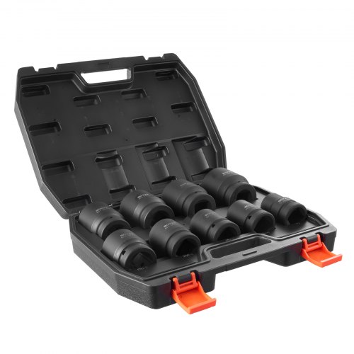 VEVOR Axle Nut Impact Socket Set, 1" Drive 6-Point 9-Piece SAE Spindle ...