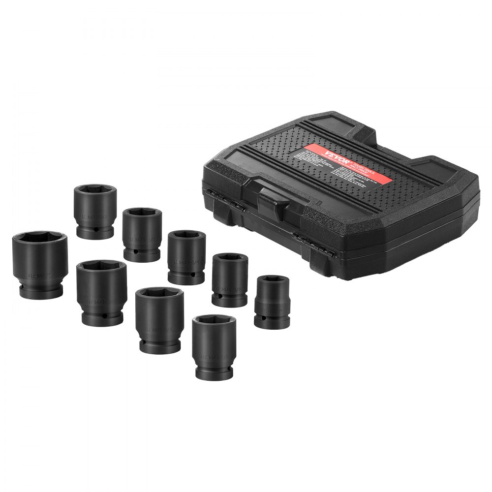 VEVOR Axle Nut Impact Socket Set 1" Drive 6-Point 9PCS SAE Spindle Nut ...