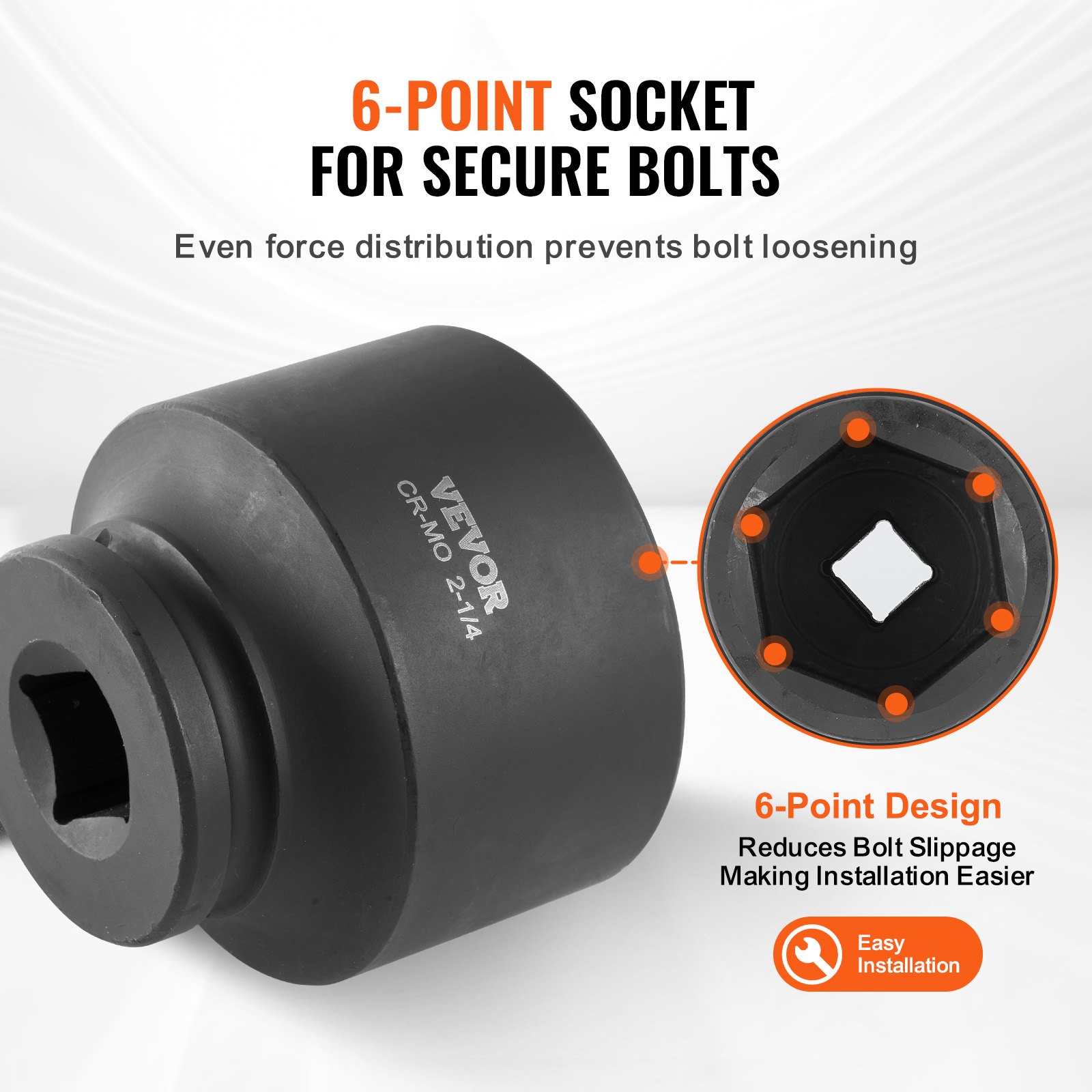 VEVOR Spindle Nut Socket Set - 8 SAE Sizes, 3/4" Drive, CR-MO