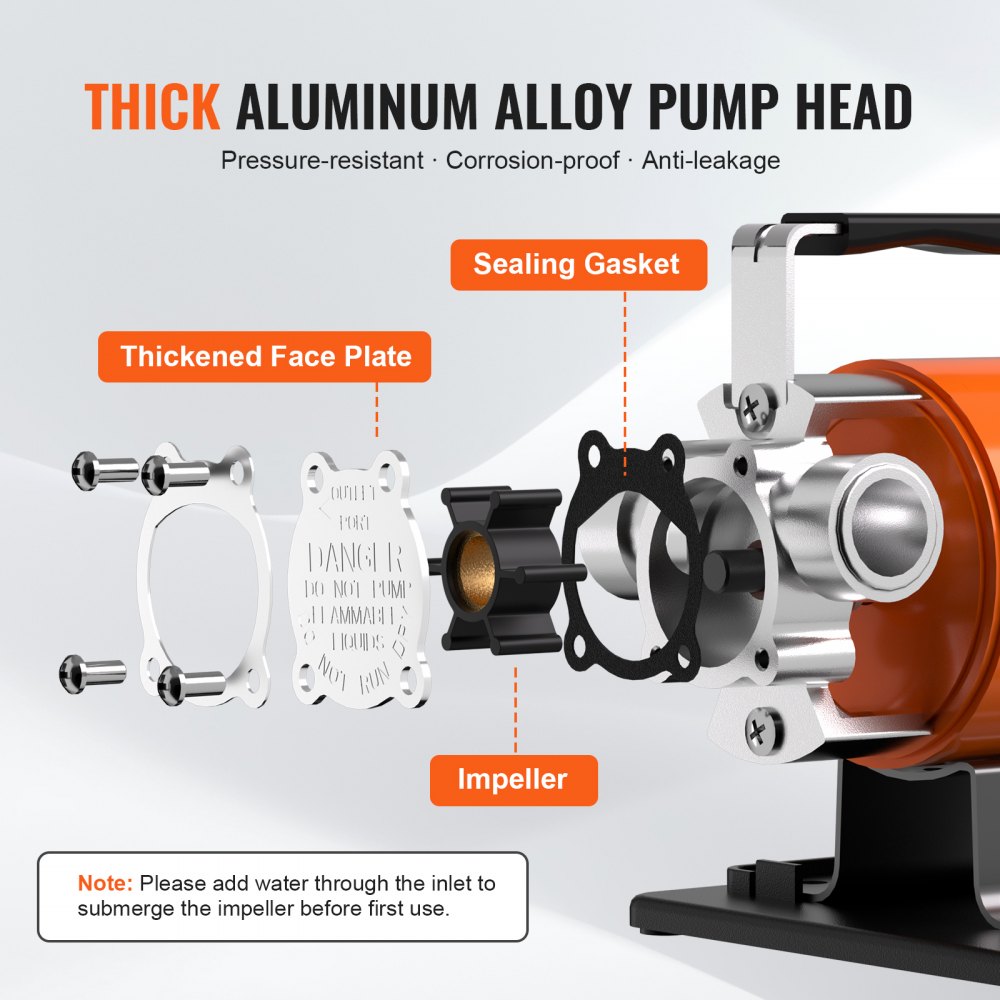 VEVOR Water Transfer Pump, 12V DC 360 GPH 1/10HP, Portable Electric ...