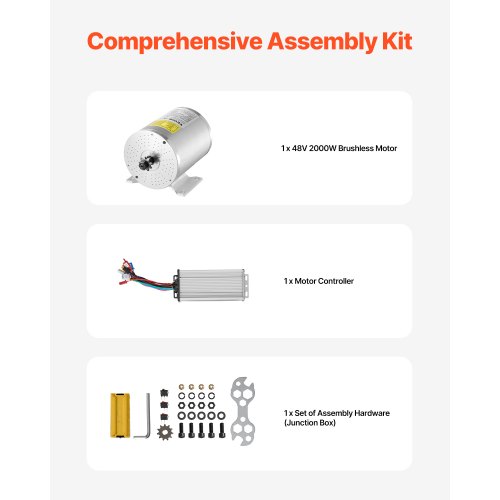 2000W Electric Brushless DC Motor Kit 48V 4300rpm Motor with Upgraded ...