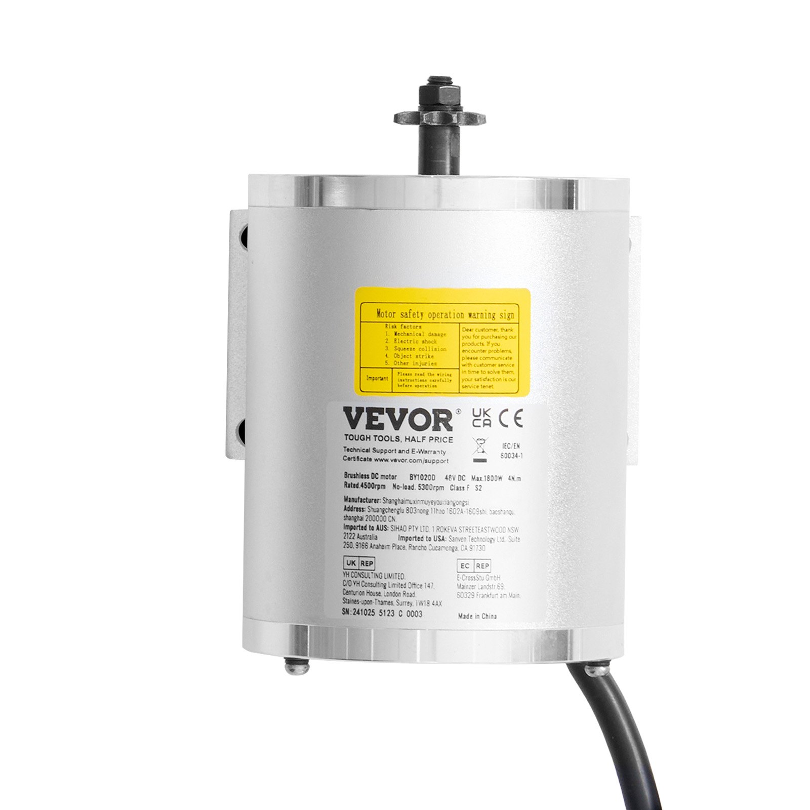 VEVOR 2000W Electric Brushless DC Motor Kit - 60V 4500rpm Motor with ...