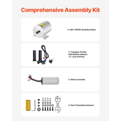 2000W Electric Brushless DC Motor Kit 48V 4300rpm Motor with Speed ...