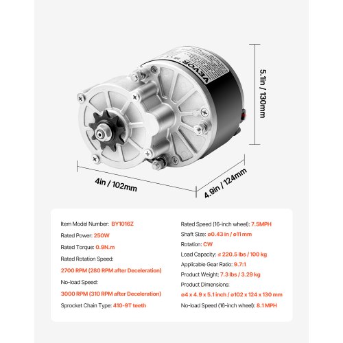 250W Electric Powerful Brushed DC Motor Kit 24V 2700rpm with Upgraded ...