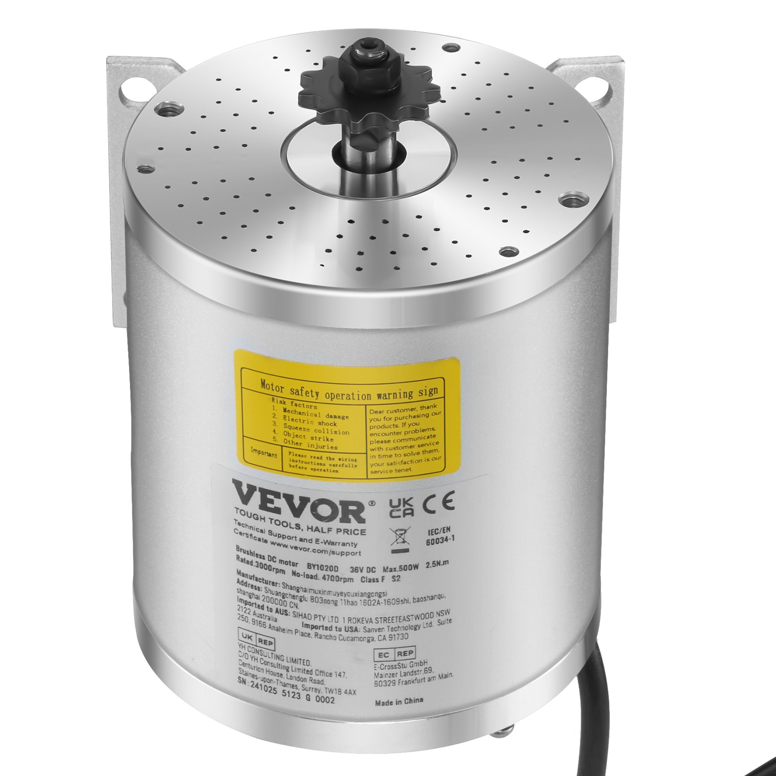 VEVOR 500W Electric Brushless DC Motor Kit - 36V 3000rpm Motor with ...