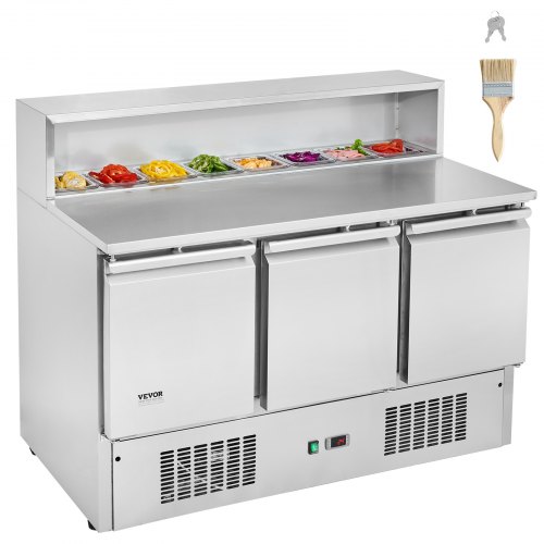 VEVOR Commercial Refrigerator 337L Sandwich Salad Prep Table 3 Doors w ...