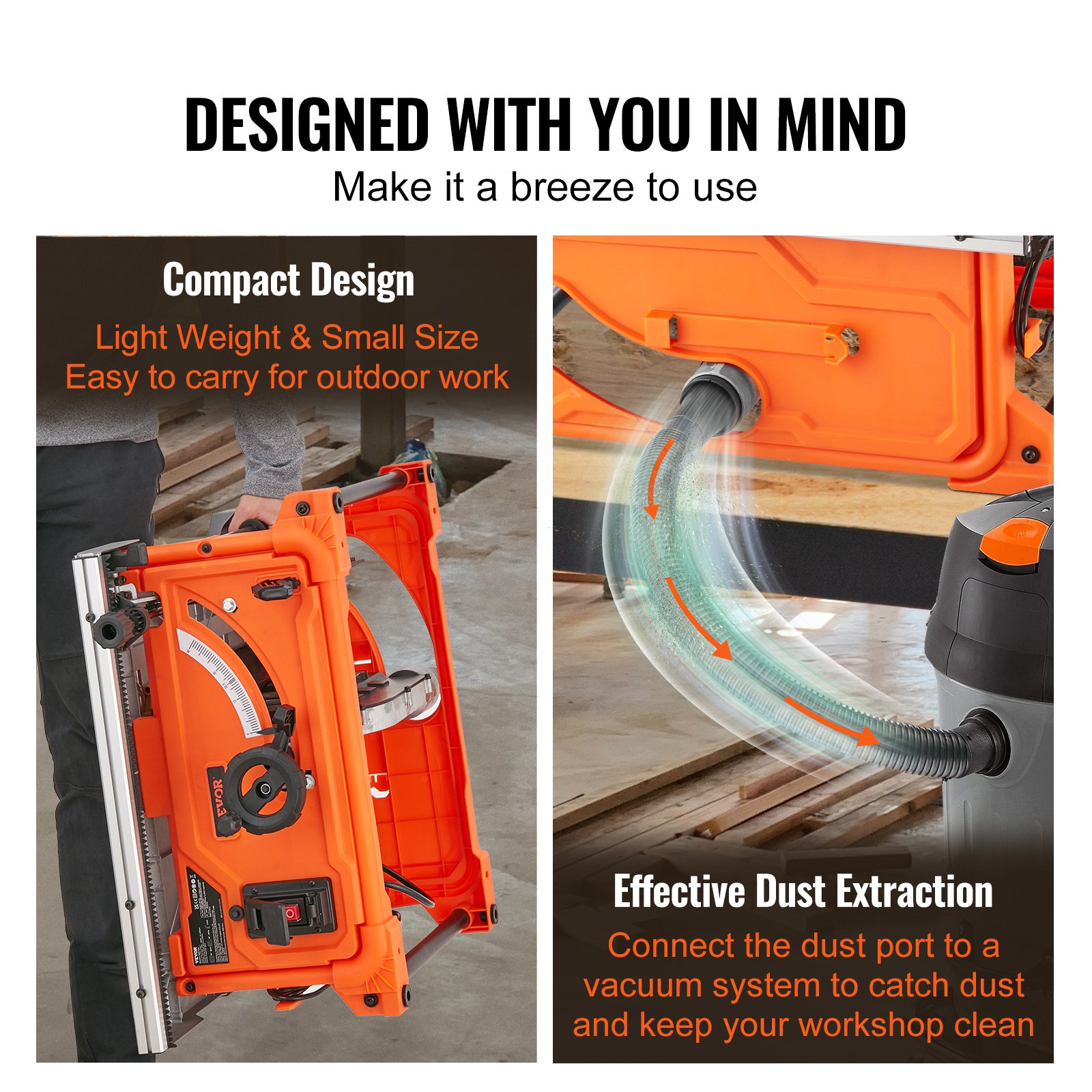 VEVOR VEVOR 10" Table Saw Electric Cutting Machine 4400RPM 25-in Rip ...