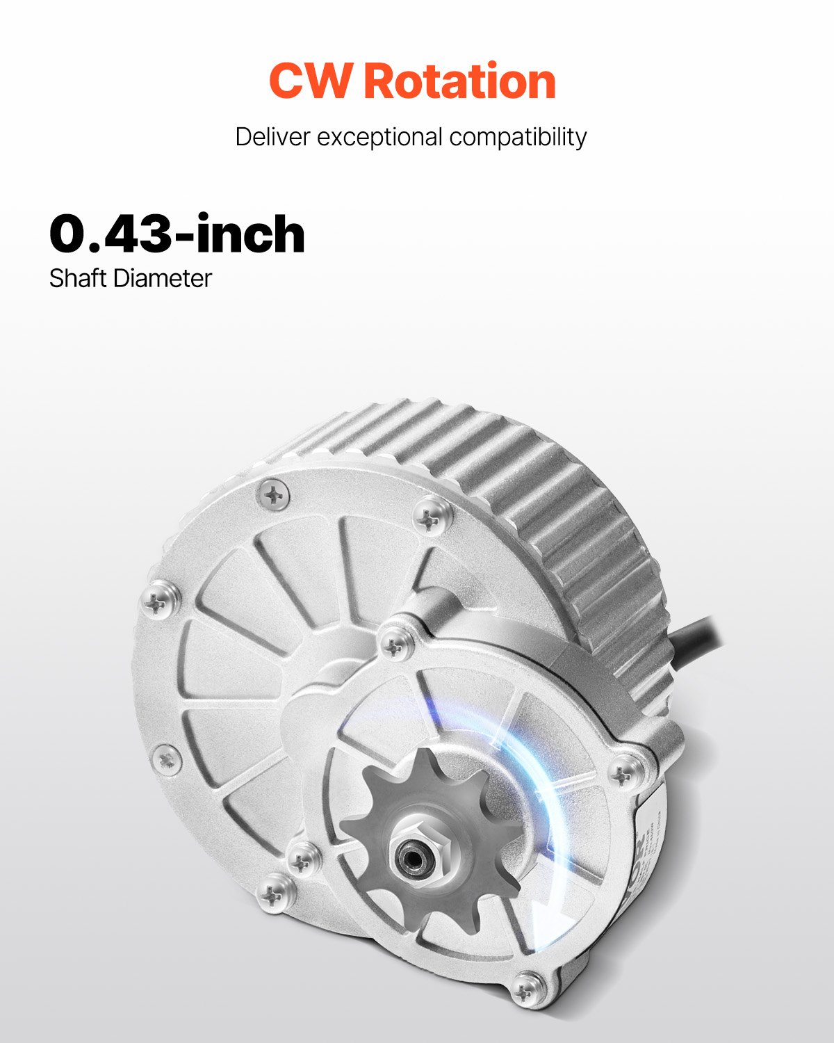 VEVOR DC Brush Motor – 450W, 36V, 3000 RPM, 26.7 MPH, 100%
