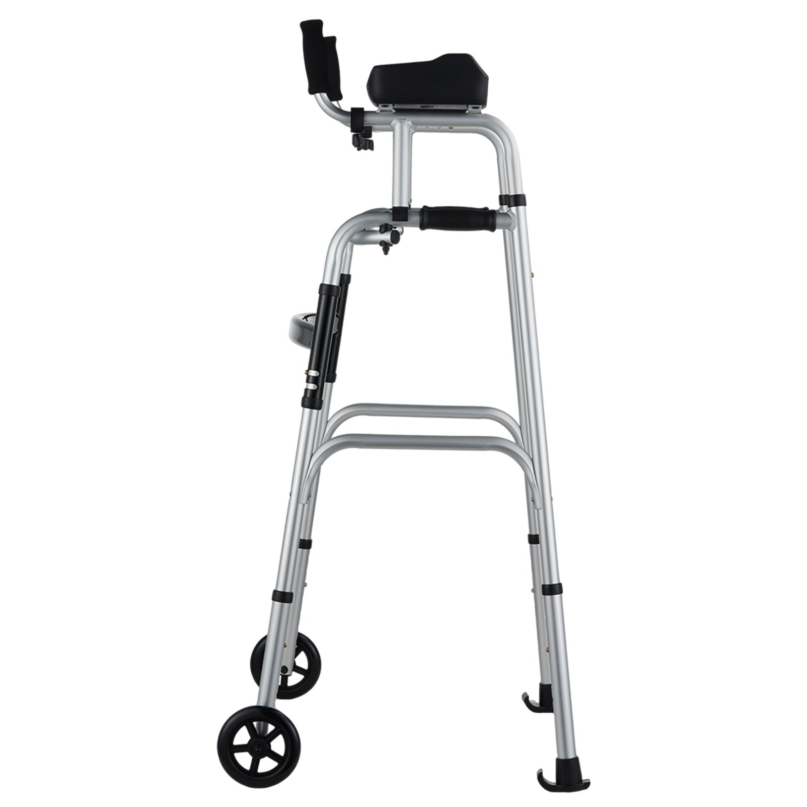VEVOR 2 in 1 Folding Walker with Armrest Pads & 5" Solid Wheel Height ...