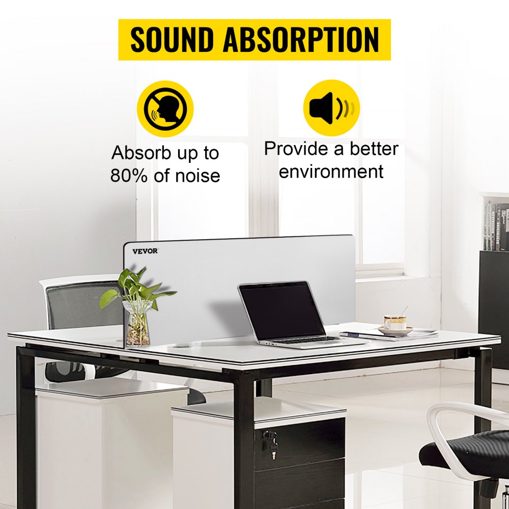 VEVOR Desk Privacy Panel, 60" L x 24" W Acoustic Desktop Privacy ...