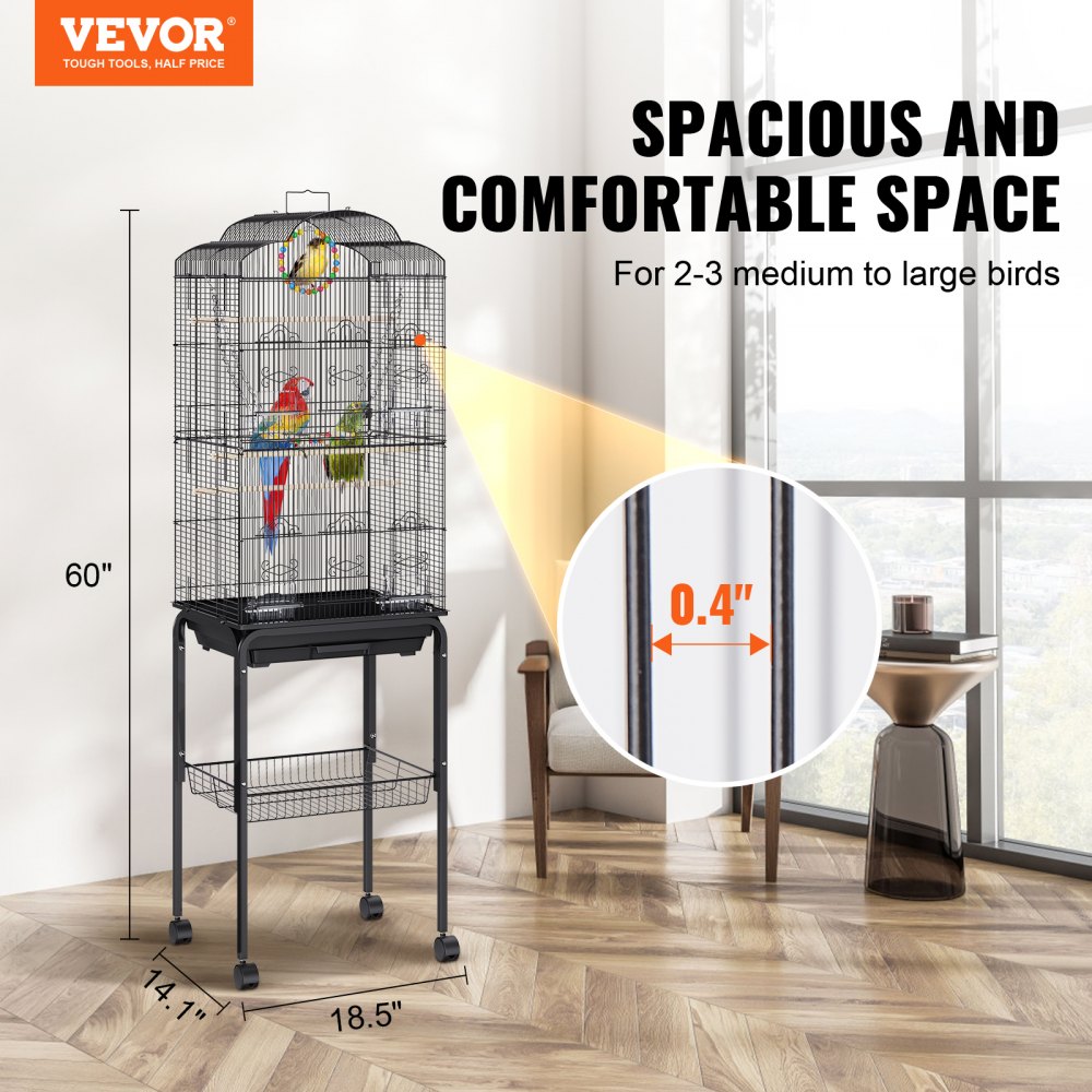VEVOR VEVOR 60 inch Flight Bird Cage Metal Large Parakeet Cages for ...