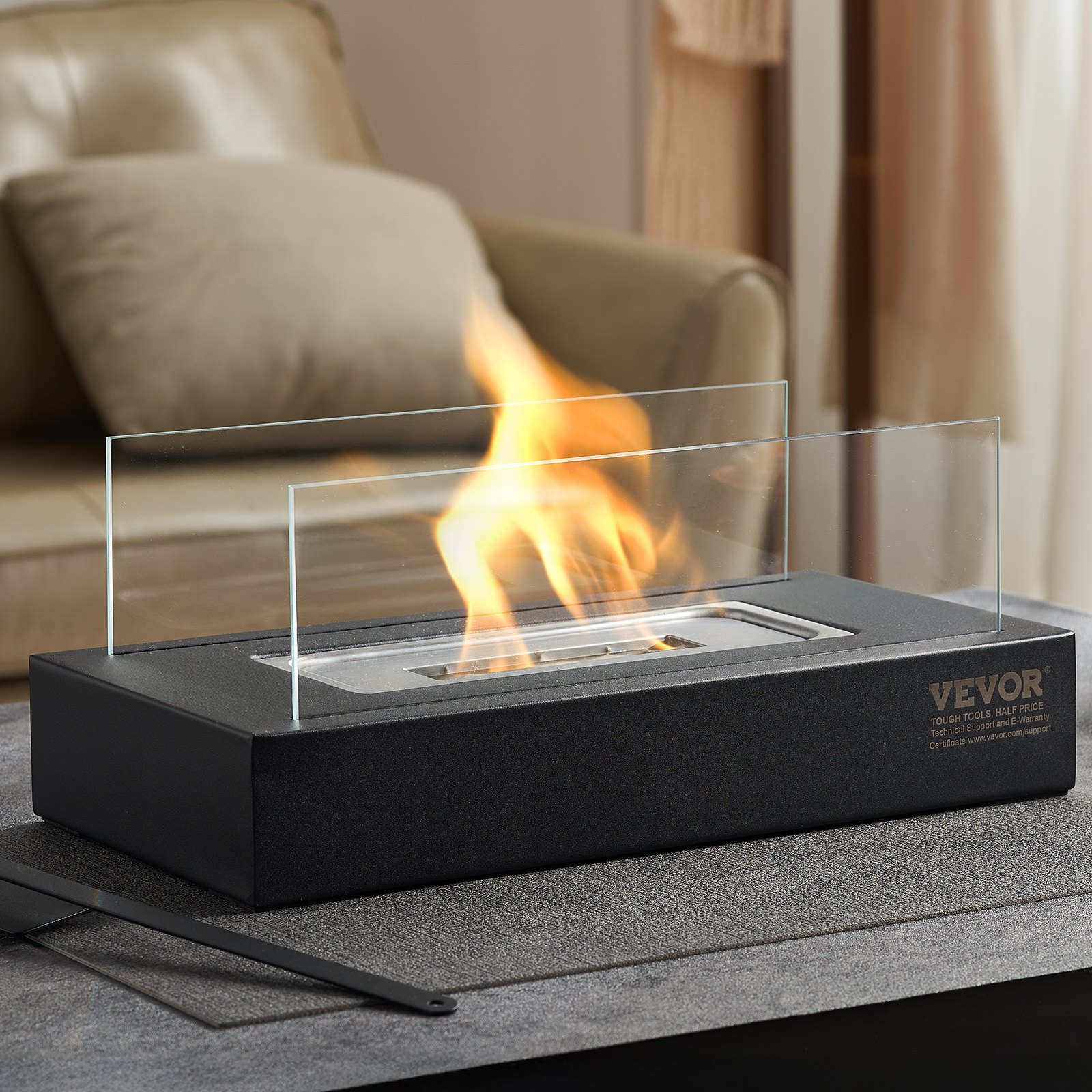 VEVOR Tabletop Fire Pit, 14inch Metal Tabletop Fireplace Indoor Outdoor ...