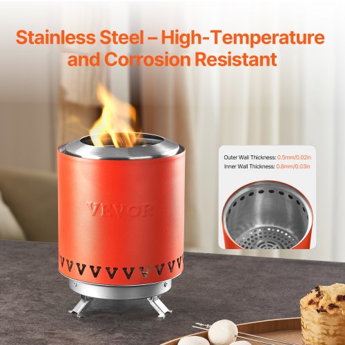 Tabletop Fire Pit 6 inch Stainless Steel Fireplace Indoor Outdoor Red ...