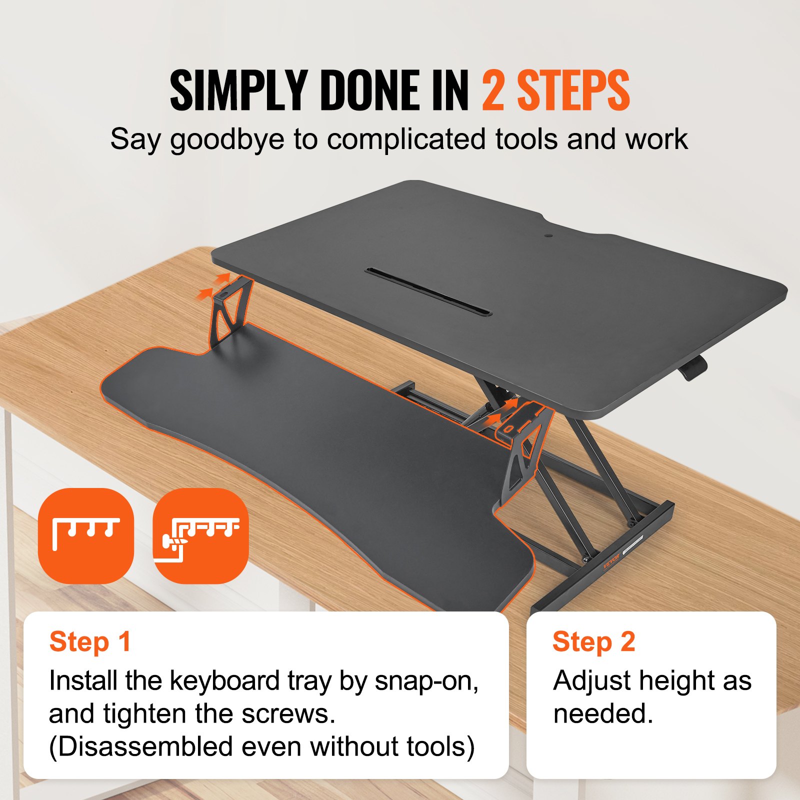 VEVOR Standing Desk Converter, Two-Tier Stand up Desk Riser, 915 mm ...